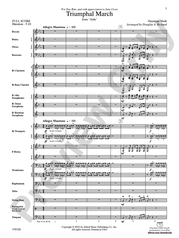 Triumphal March (from Aida): Score: Concert Band Score - Digital Sheet ...