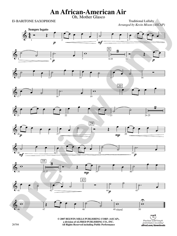 An African-American Air: E-flat Baritone Saxophone: E-flat Baritone Saxophone Part - Digital ...