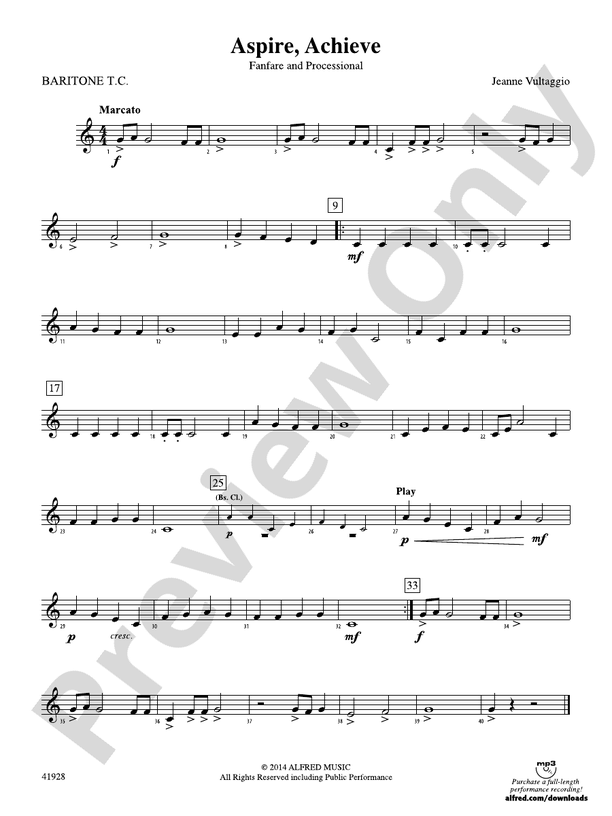 Aspire, Achieve: Baritone T.C.: Baritone T.C. Part - Digital Sheet ...