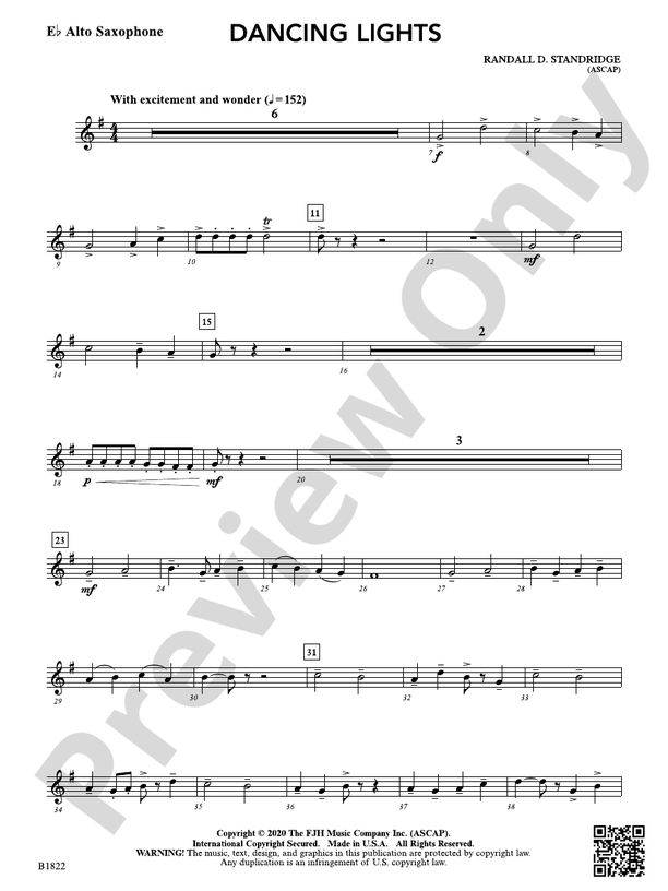 Dancing Lights: E-flat Alto Saxophone: E-flat Alto Saxophone Part ...