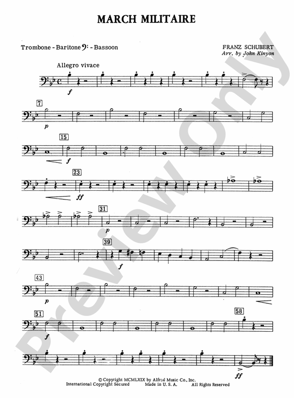 March Militaire: 1st Trombone: 1st Trombone Part - Digital Sheet Music ...
