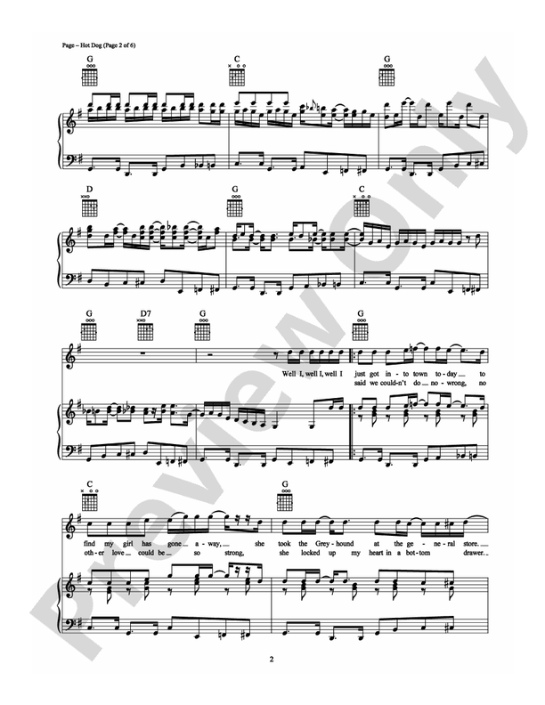 Hot Dog: Piano/Vocal/Chords: Led Zeppelin - Digital Sheet Music Download