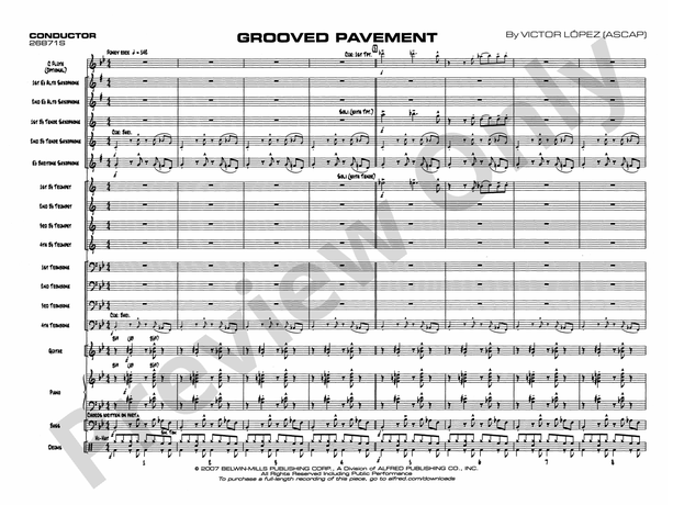 Grooved Pavement: Jazz Ensemble Conductor Score & Parts: Victor Lopez ...