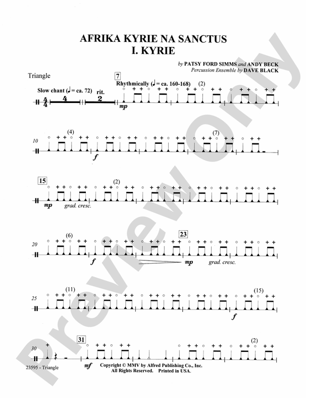 Afrika Kyrie na Sanctus: Triangle: Triangle Part - Digital Sheet Music ...