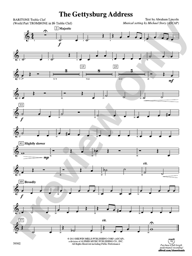 The Gettysburg Address: Baritone T.C.: Baritone T.C. Part - Digital ...