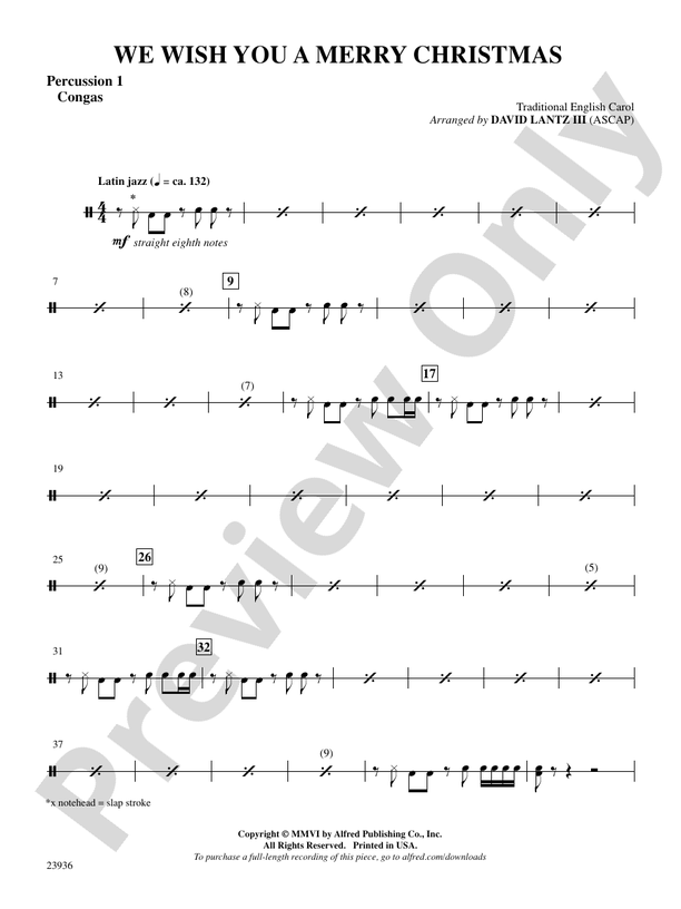 We Wish You A Merry Christmas: 1st Percussion: 1st Percussion Part ...