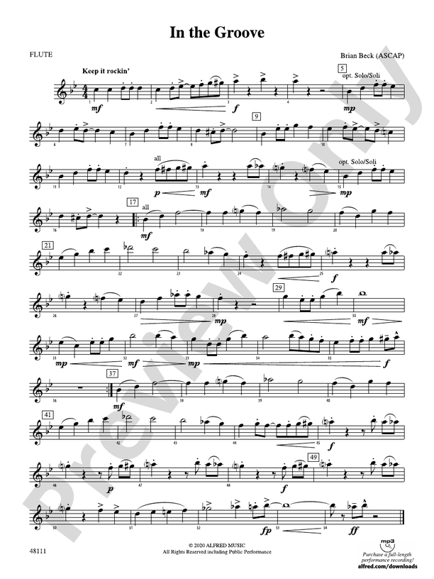 In the Groove: Flute: Flute Part - Digital Sheet Music Download