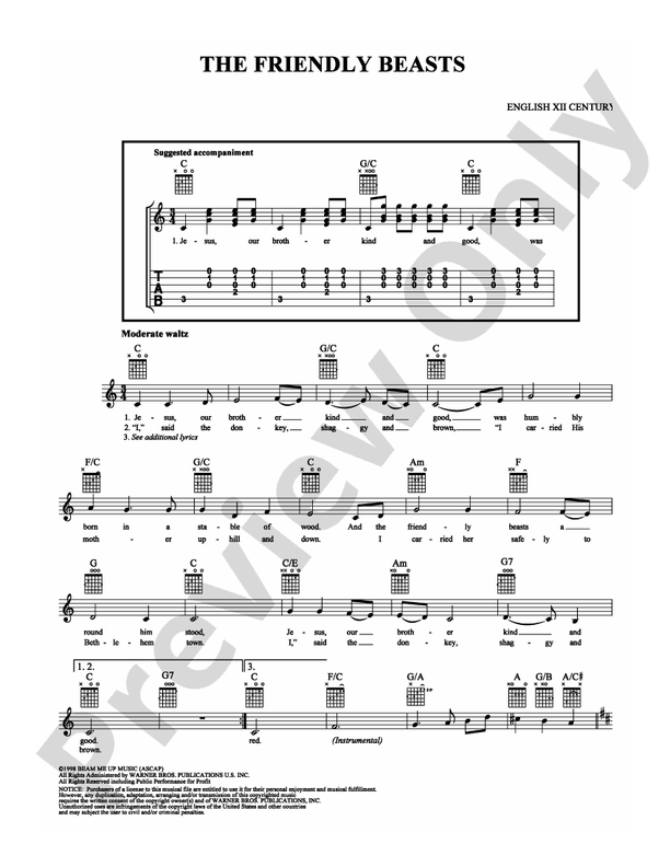 The Friendly Beasts: Guitar TAB: Traditional - Digital Sheet Music Download