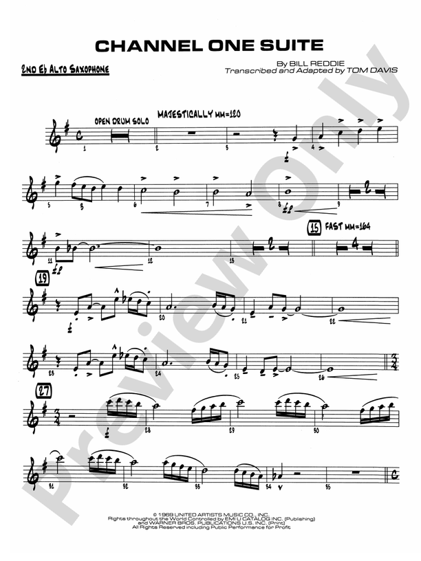 Channel One Suite: 2nd E-flat Alto Saxophone: 2nd E-flat Alto Saxophone Part - Digital Sheet ...