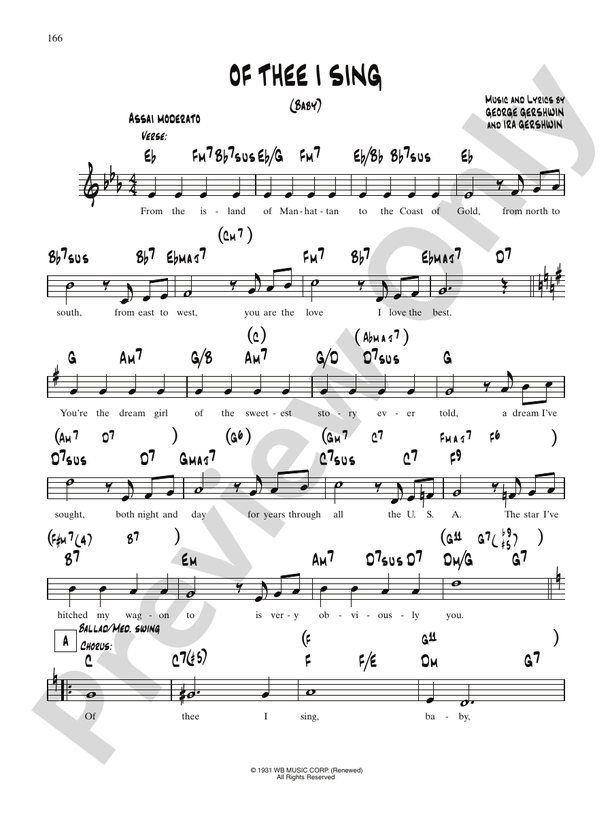 Of Thee I Sing: Guitar: George Gershwin - Digital Sheet Music Download
