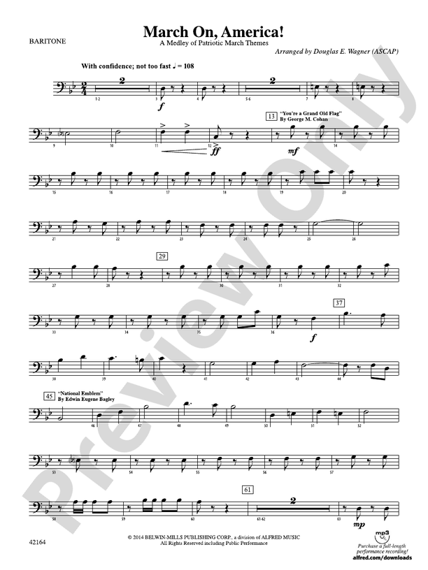 March On, America!: Baritone B.C.: Baritone B.C. Part - Digital Sheet ...