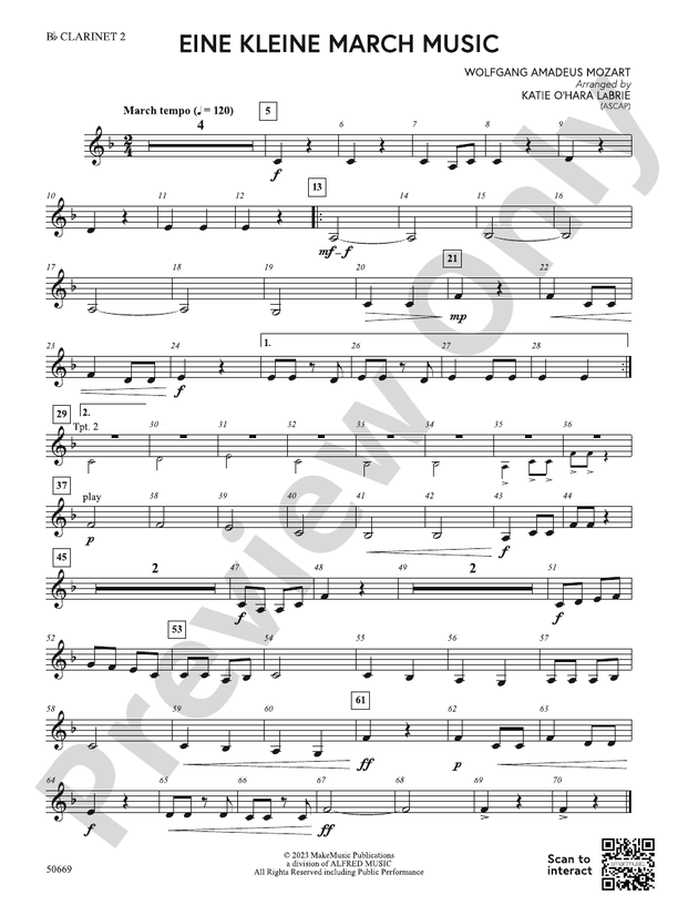 Eine Kleine March Music: 2nd B-flat Clarinet: 2nd B-flat Clarinet Part ...
