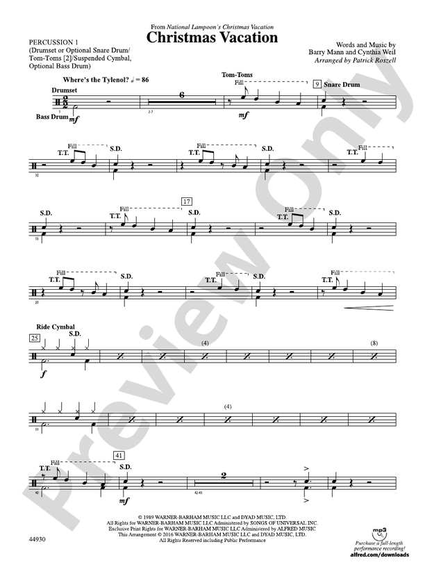Christmas Vacation: 1st Percussion: 1st Percussion Part - Digital Sheet ...
