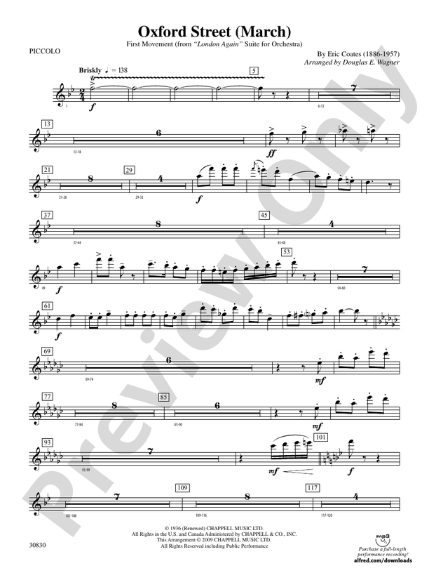 Oxford Street (March): Piccolo: Piccolo Part - Digital Sheet Music Download