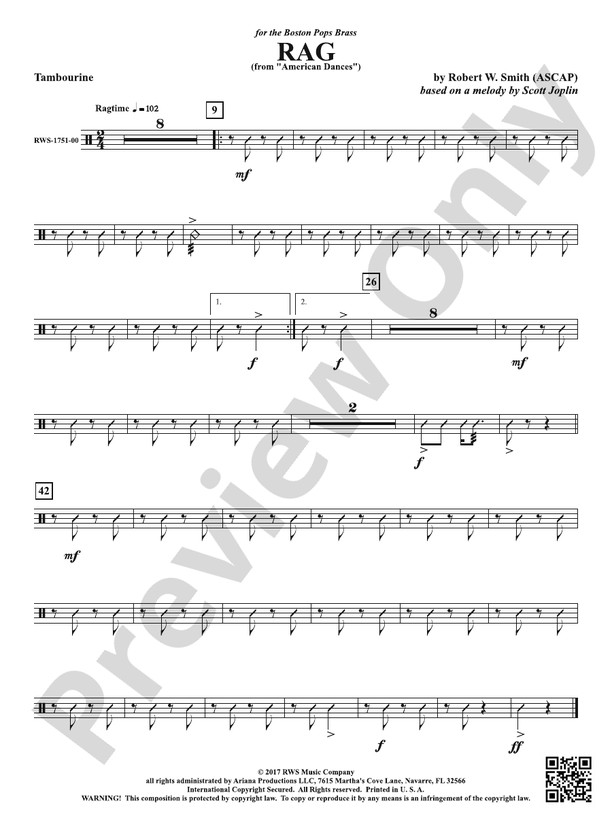 Rag - From American Dances: Tambourine: Tambourine Part: Robert W ...