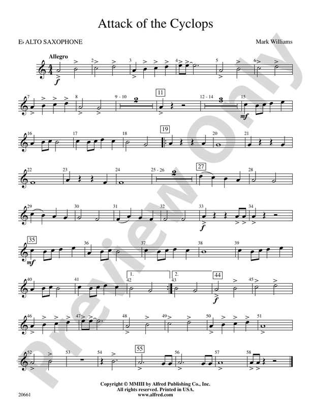 Attack of the Cyclops: E-flat Alto Saxophone: E-flat Alto Saxophone Part - Digital Sheet Music ...
