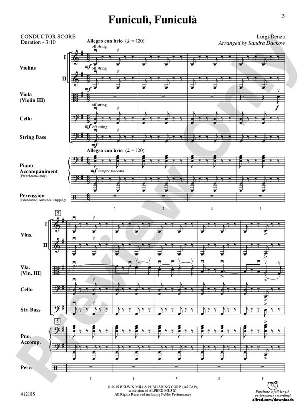 Funiculì, Funiculà: Score: String Orchestra Score - Digital Sheet Music ...