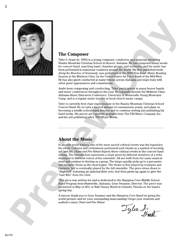 Chant and Fire Ritual: Score: Concert Band Score: Tyler S. Grant ...