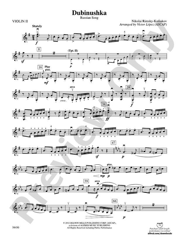Dubinushka: 2nd Violin: 2nd Violin Part - Digital Sheet Music Download