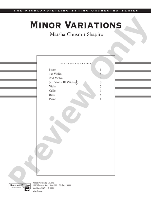 Minor Variations: : Marsha Chusmir - Digital Sheet Music Download