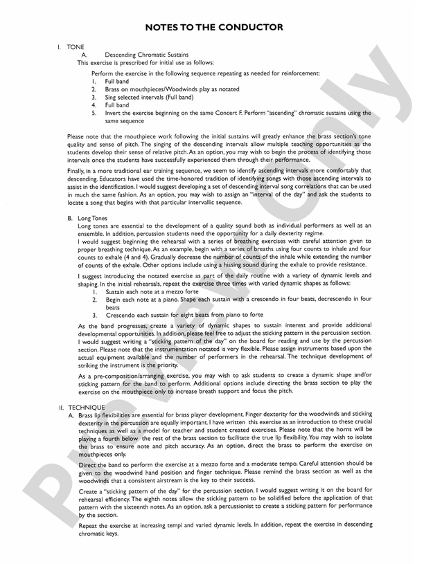 Concert Band Clinic (A Warm-Up and Fundamental Sequence for Concert ...