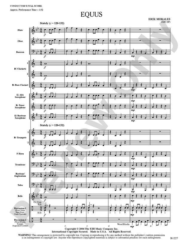 Equus: Score: Concert Band Score: Erik Morales - Digital Sheet Music ...