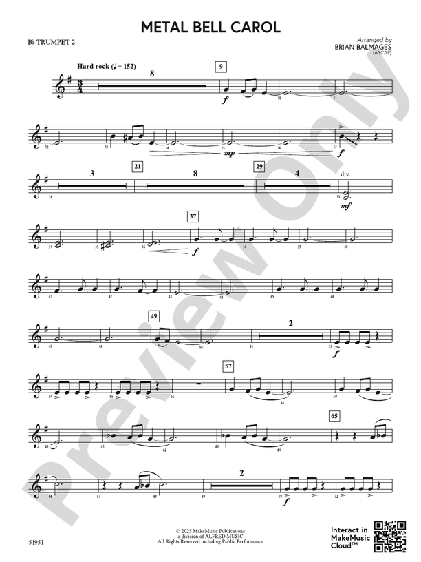 Metal Bell Carol: 2nd B-flat Trumpet: 2nd B-flat Trumpet Part - Digital Sheet Music Download