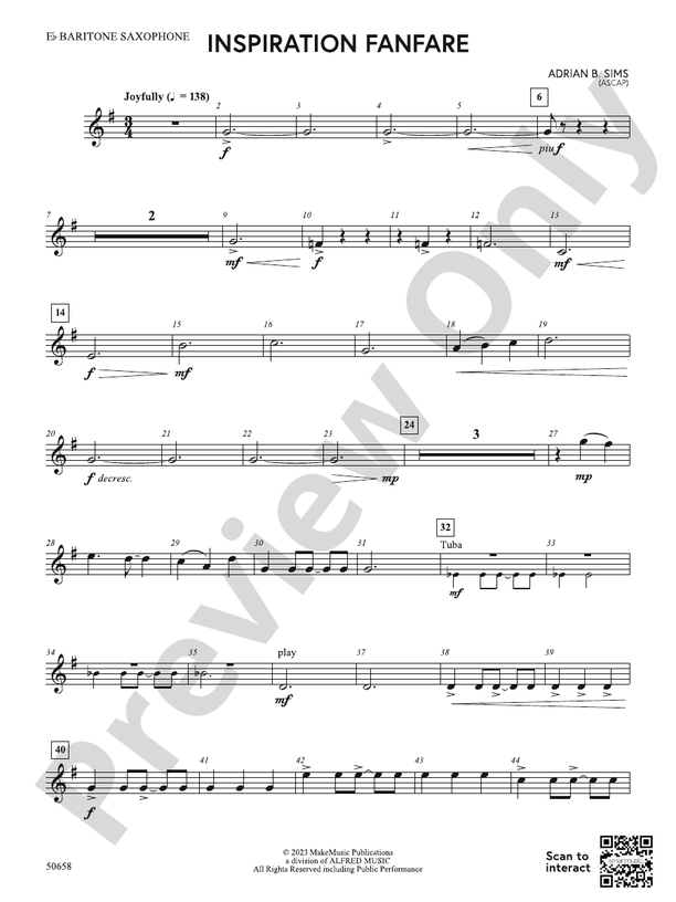 Inspiration Fanfare: E-flat Baritone Saxophone: E-flat Baritone ...