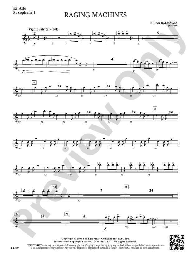 Raging Machines: E-flat Alto Saxophone 1: E-flat Alto Saxophone 1 Part: Brian Balmages - Digital ...