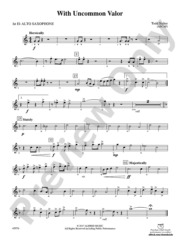 With Uncommon Valor: E-flat Alto Saxophone: E-flat Alto Saxophone Part ...