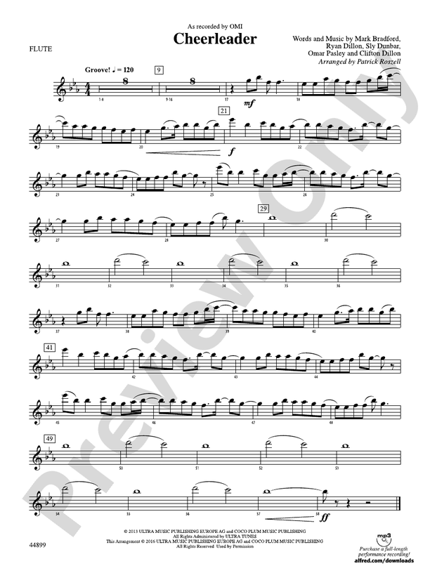 Cheerleader: Flute: Flute Part - Digital Sheet Music Download