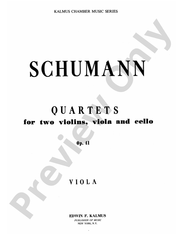 String Quartets, Op. 41, Nos. 1, 2 & 3: Viola: Viola Part - Digital Sheet Music Download