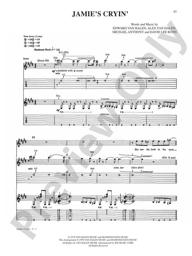Jamie's Cryin': Guitar: Van Halen - Digital Sheet Music Download
