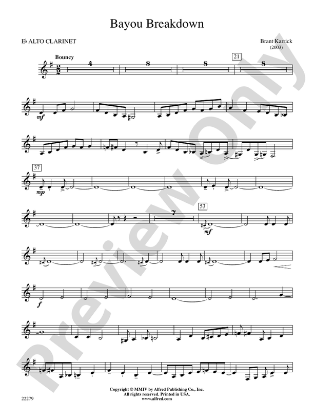 Bayou Breakdown: E-flat Alto Clarinet: E-flat Alto Clarinet Part - Digital Sheet Music Download