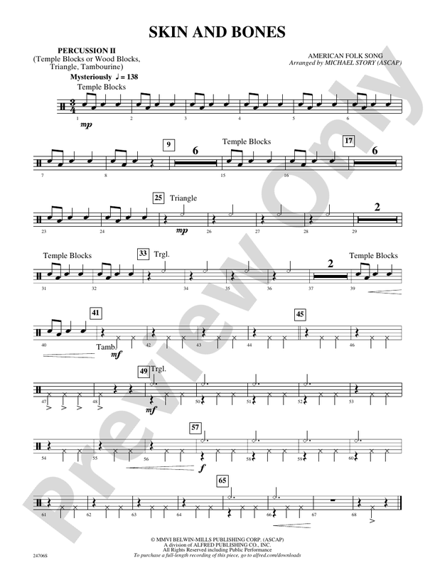 Skin and Bones: 2nd Percussion: 2nd Percussion Part - Digital Sheet ...