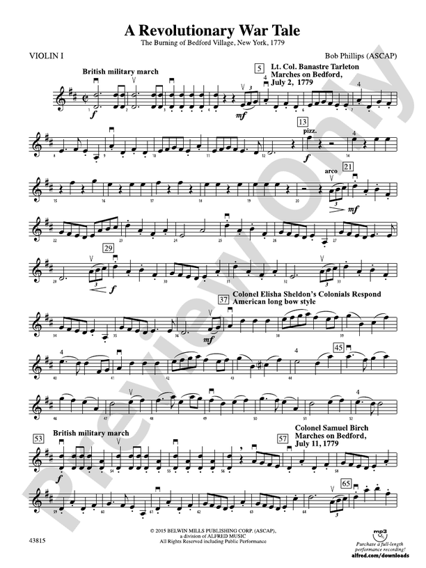 A Revolutionary War Tale: 1st Violin: 1st Violin Part - Digital Sheet ...