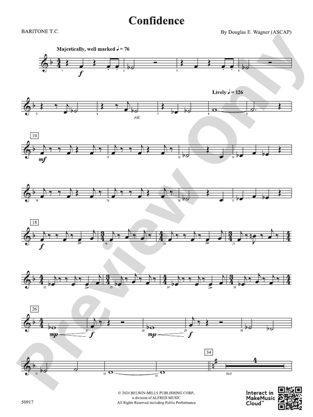 Confidence: Baritone T.C.: Baritone T.C. Part - Digital Sheet Music Download