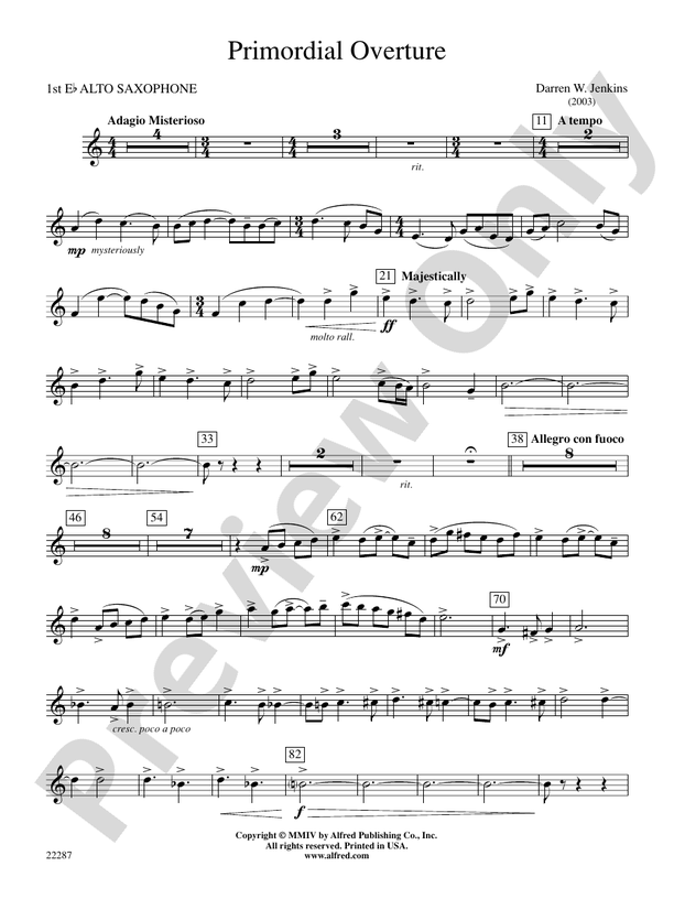 Primordial Overture: E-flat Alto Saxophone: E-flat Alto Saxophone Part - Digital Sheet Music ...