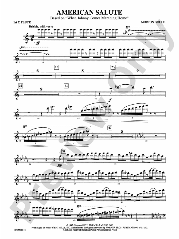 American Salute: Flute: Flute Part - Digital Sheet Music Download