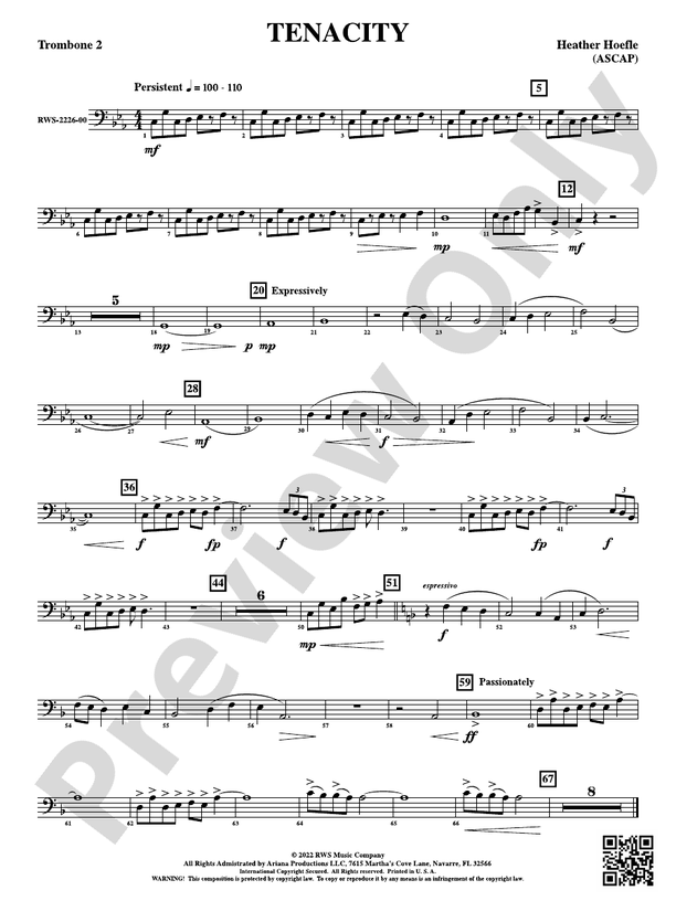 Tenacity: 2nd Trombone: 2nd Trombone Part: Heather Hoefle - Digital ...