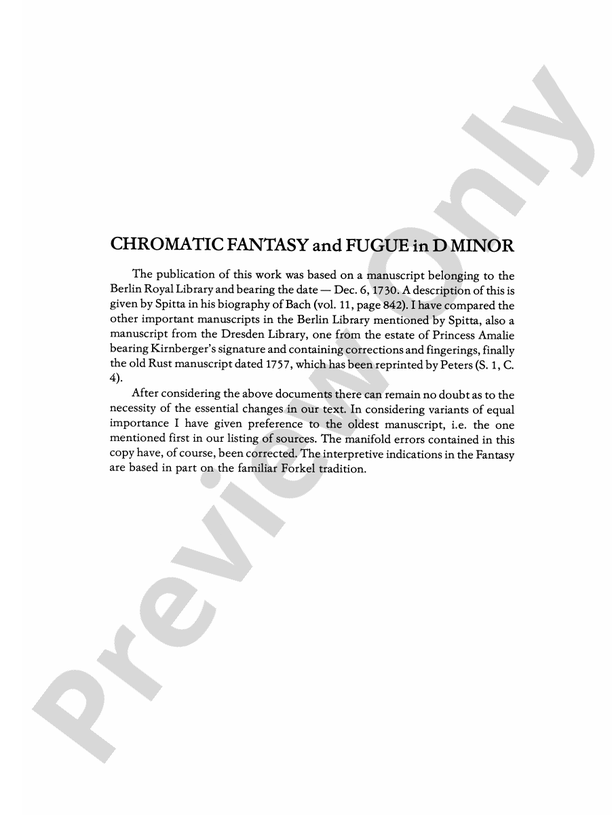 Bach: Chromatic Fantasy and Fugue (Ed. Hans Bischoff, translation by ...