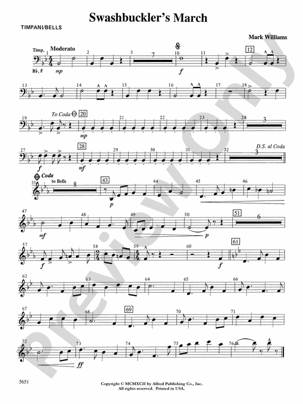 Swashbuckler's March: Timpani: Timpani Part - Digital Sheet Music Download