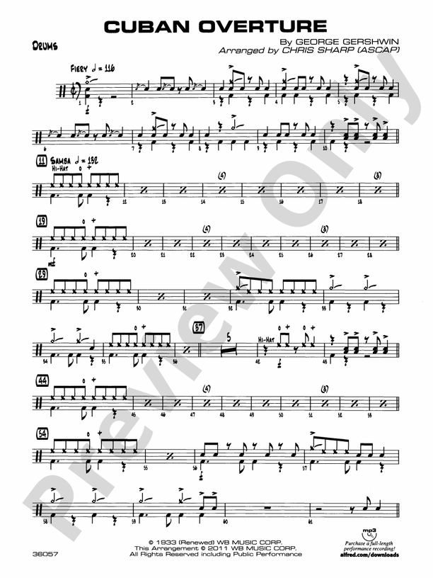 Cuban Overture: Drums: Drums Part - Digital Sheet Music Download