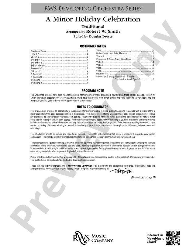 A Minor Holiday Celebration: Full Orchestra Conductor Score & Parts ...