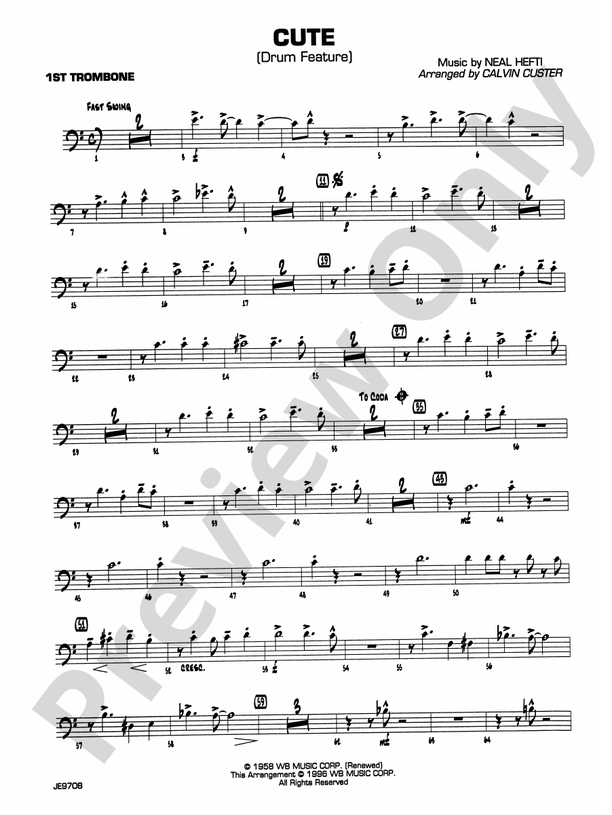 Cute: 1st Trombone: 1st Trombone Part - Digital Sheet Music Download