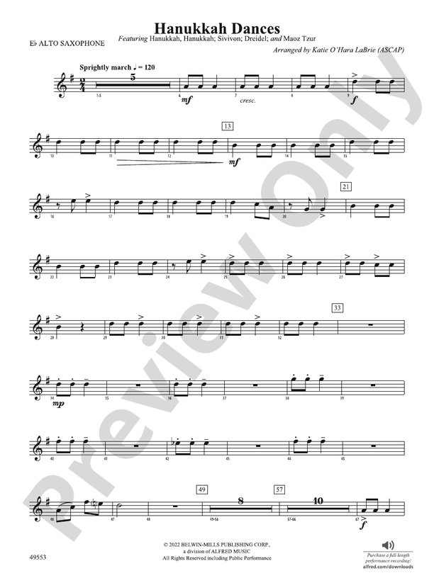 Hanukkah Dances: E-flat Alto Saxophone: E-flat Alto Saxophone Part - Digital Sheet Music Download