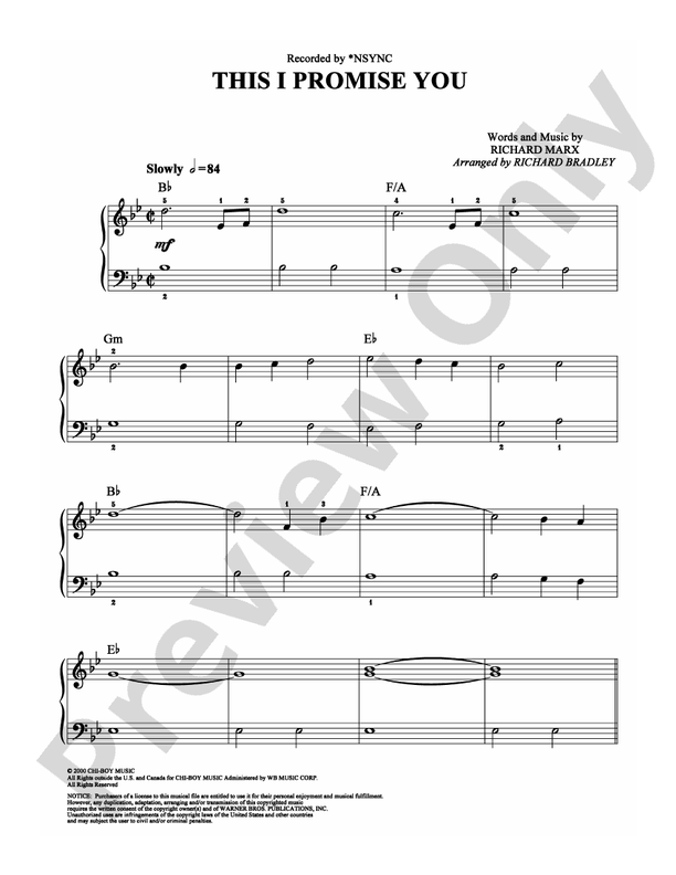 This I Promise You: Easy Piano: *Nsync - Digital Sheet Music Download