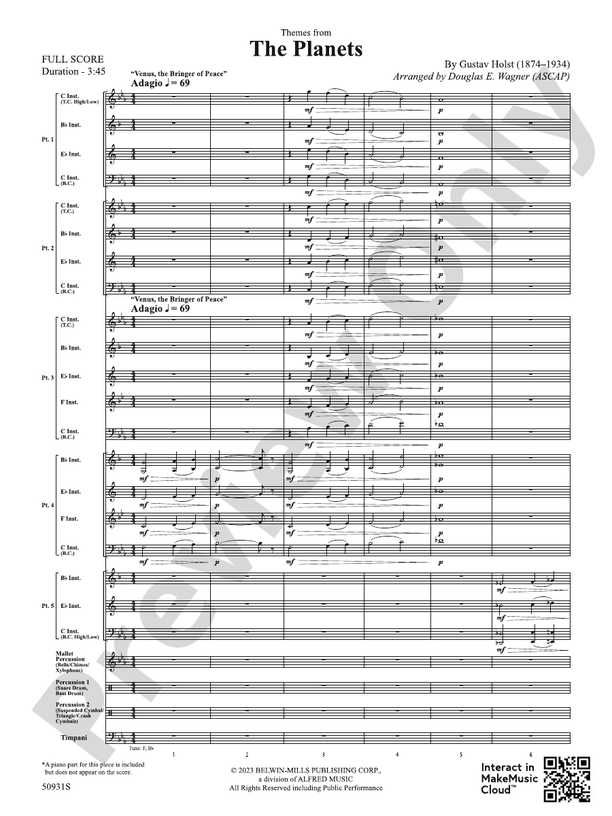 The Planets: Score: Concert Band Score - Digital Sheet Music Download