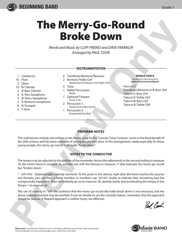 The Merry-Go-Round Broke Down: Score: Concert Band Score - Digital ...