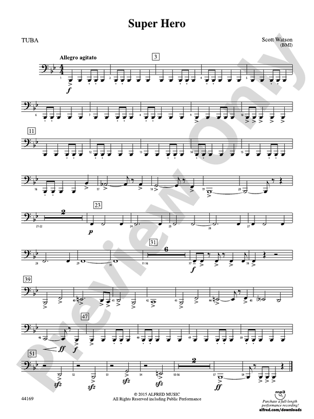 Super Hero: Tuba: Tuba Part - Digital Sheet Music Download